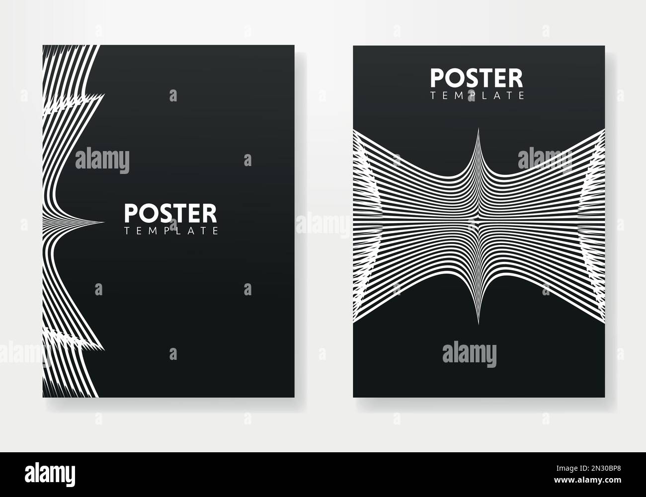 Set of minimal geometric design posters, vector template with lines ...