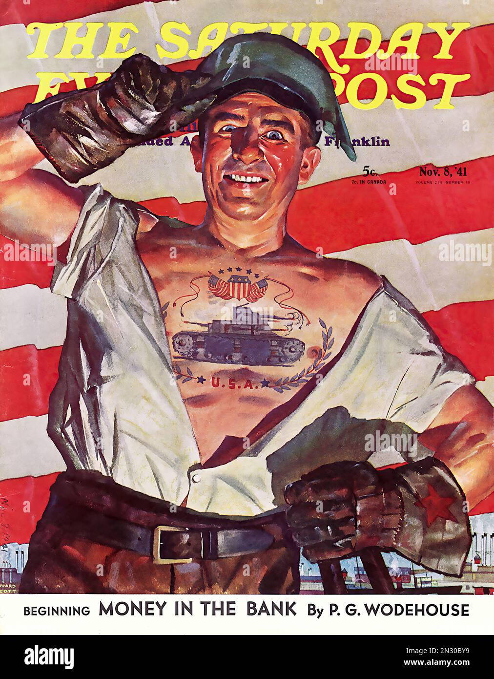 1941 -The Saturday Evening Post - Vintage American magazine cover Stock ...