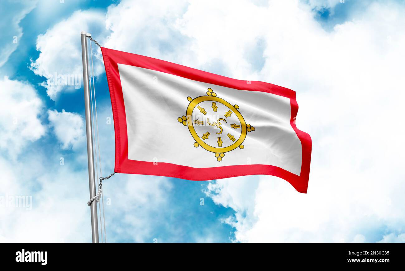 Sikkim flag waving on sky background. 3D Rendering Stock Photo - Alamy