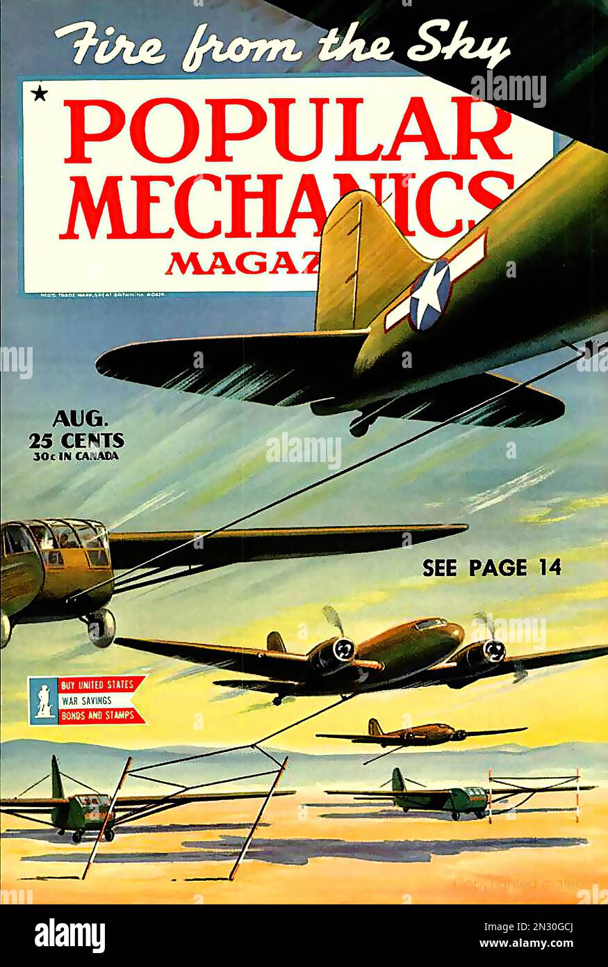 Popular Mechanics - 1944 retrieving gliders! - American magazine cover ...