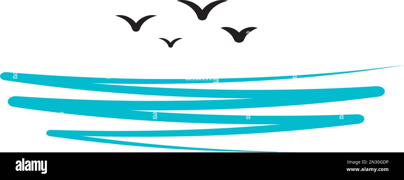 Birds flying over sea Stock Vector Images - Alamy