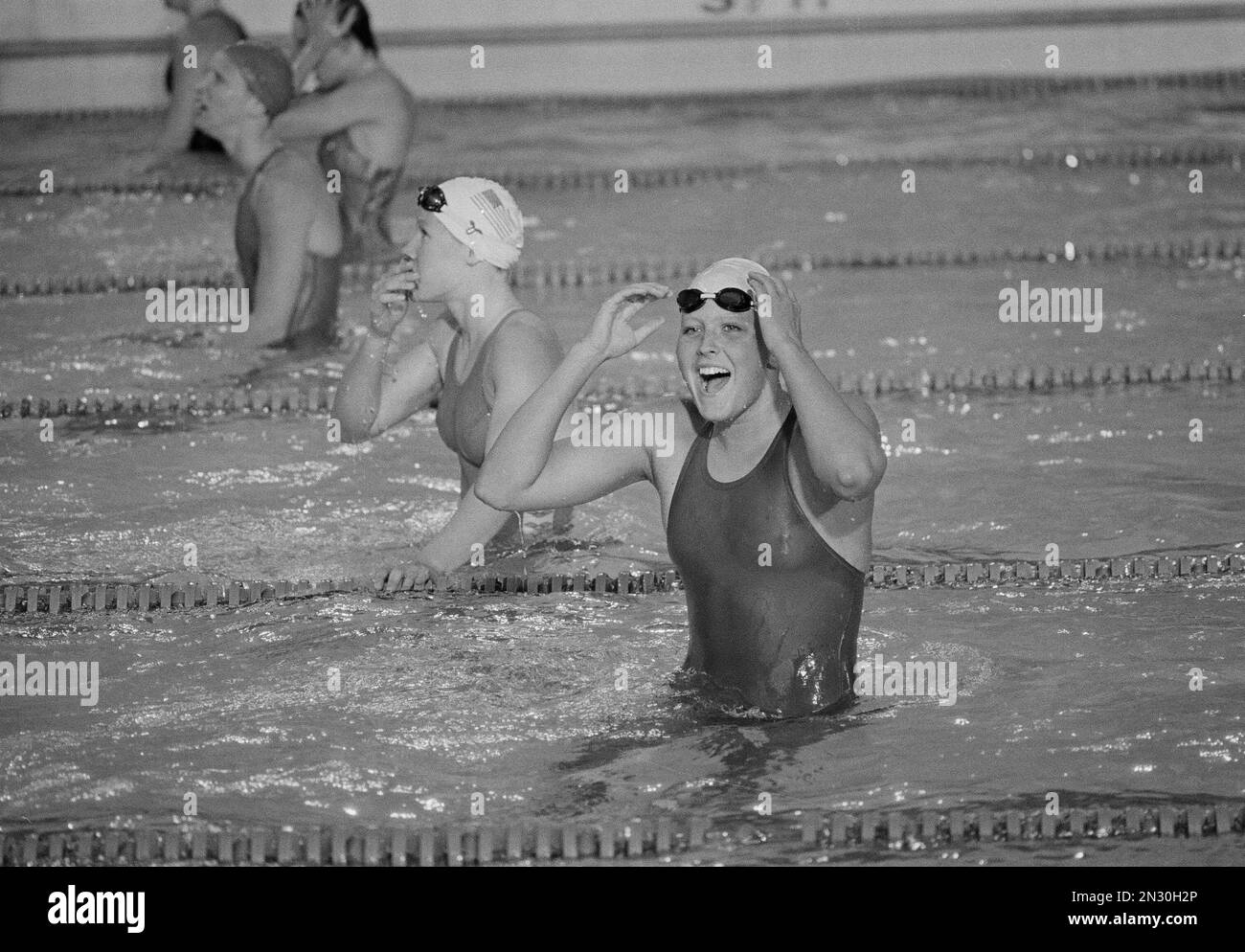 Shirley Babashoff, 19, of Fountain Valley, Calif., expresses joy at ...