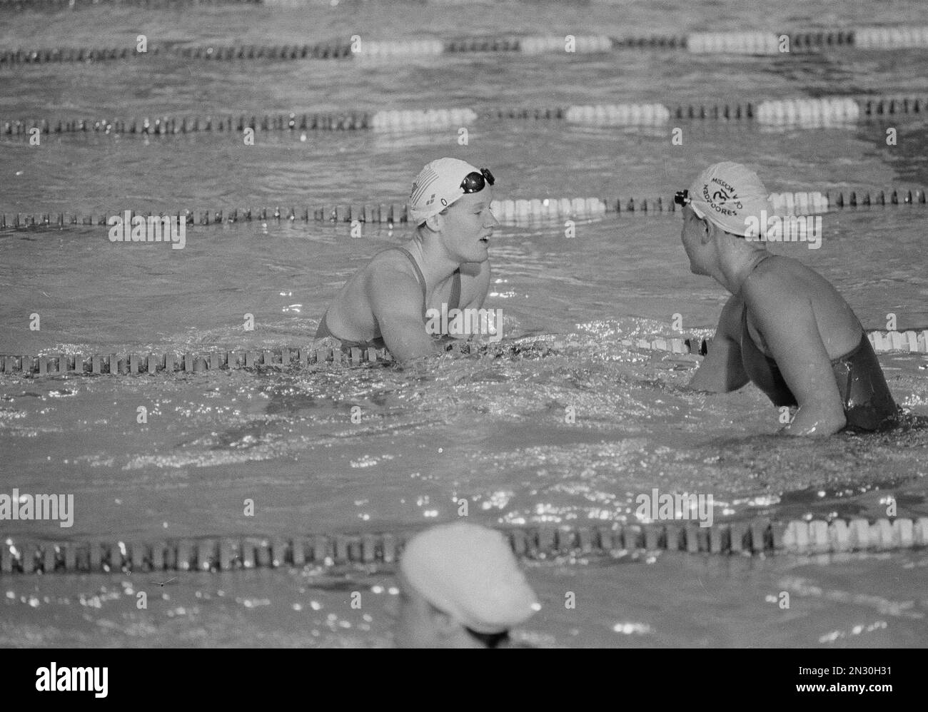 Shirley Babashoff, right, 19, of Fountain Valley, Calif., is ...