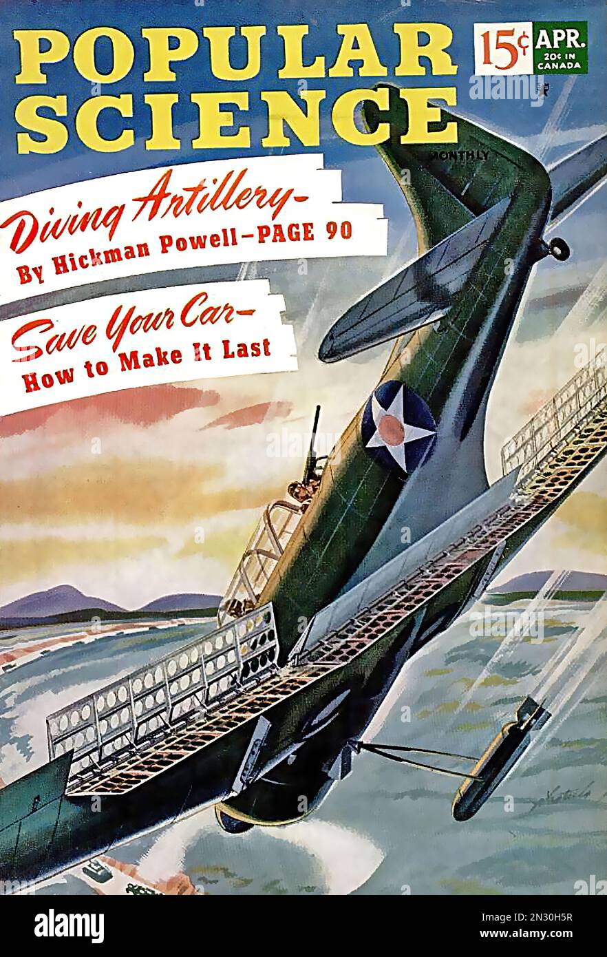 Popular Science - 1942 diving artillery! - American magazine cover ...