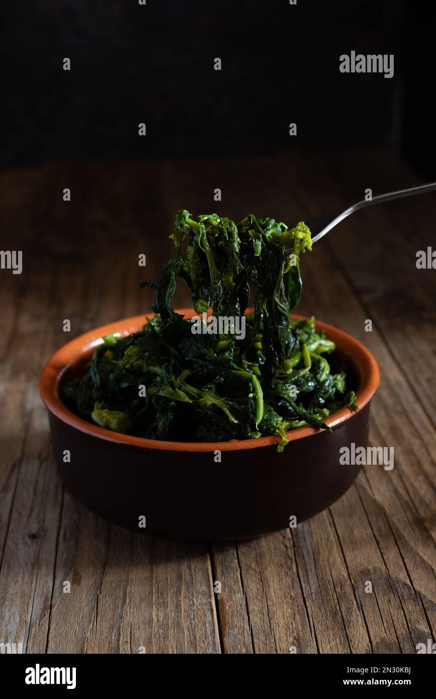 Cup of fried broccoli called friarielli typical neapolitan food Stock ...