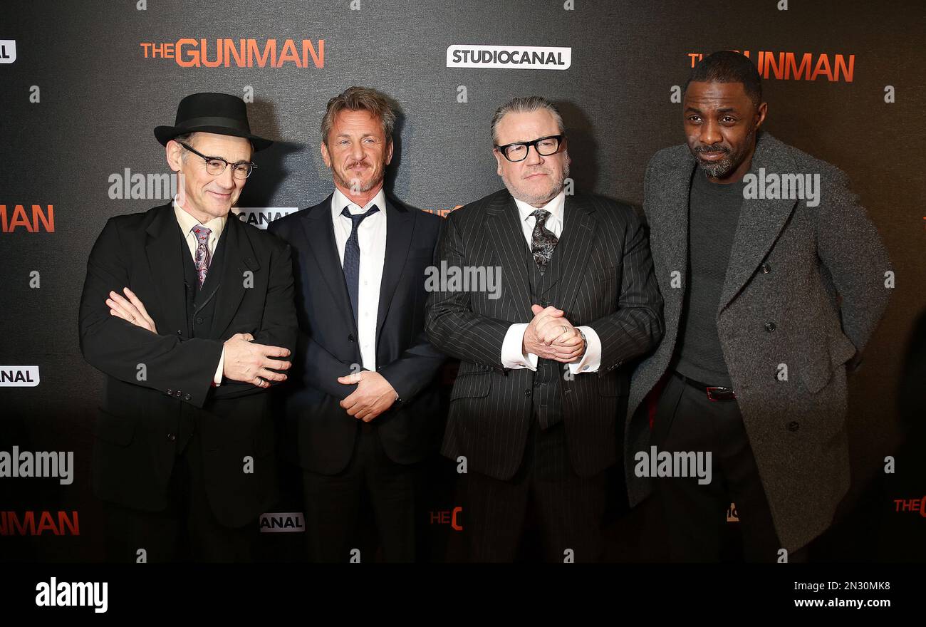 Actors, from left, Mark Rylance, Sean Penn, Ray Winstone and Idris Elba ...