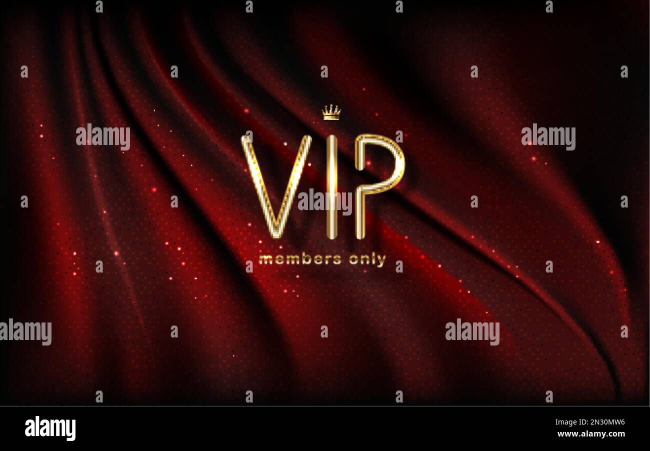 VIP event invitation realistic illustration. Festive red curtain vector ...