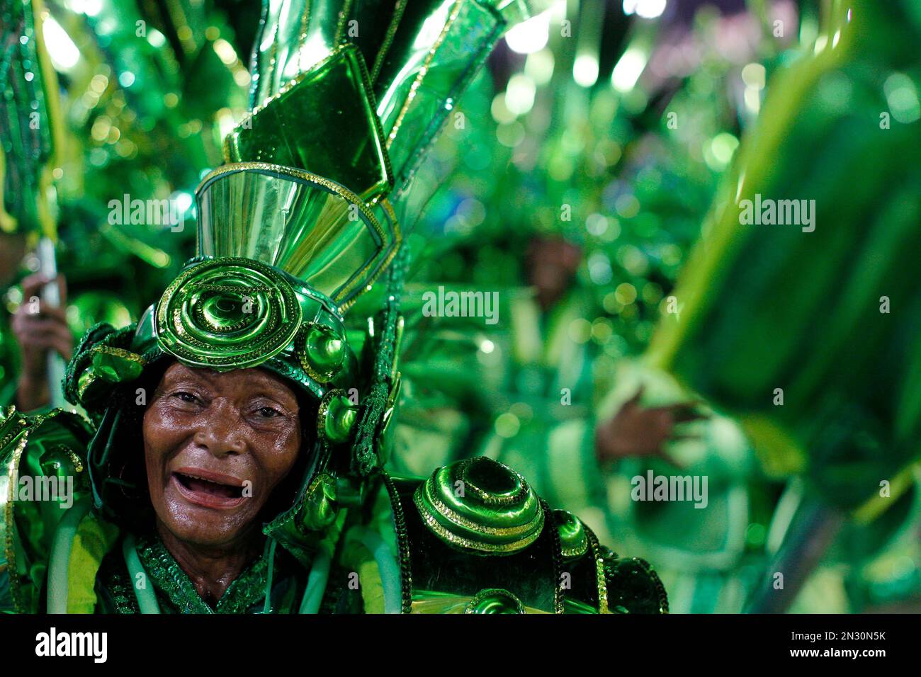 A performer from the Academicos do Grande Rio samba school parades ...