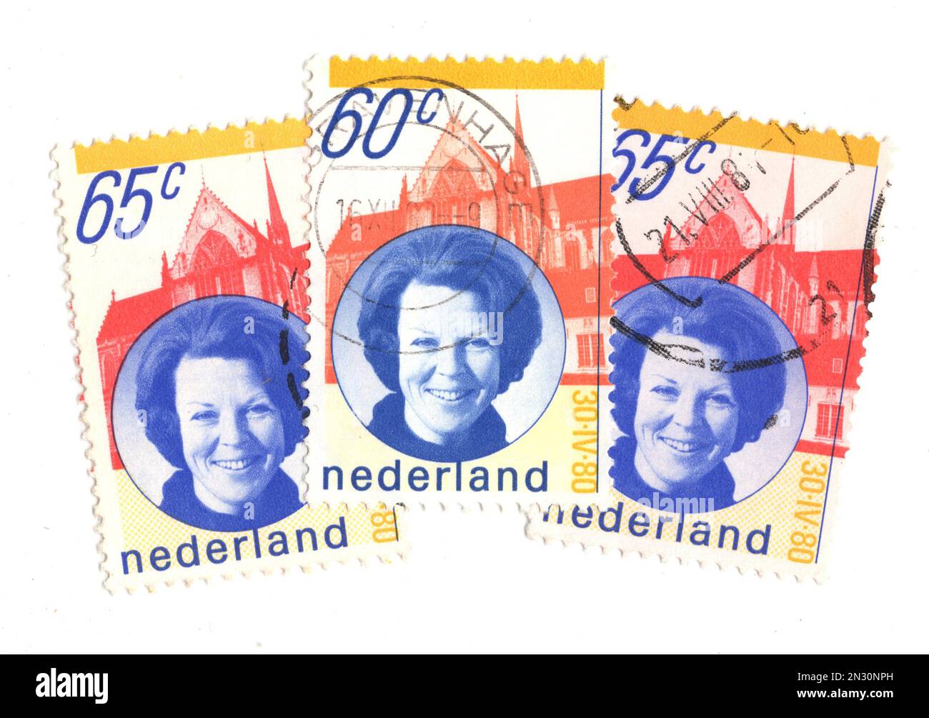 Vintage postage stamps from the Netherlands on a white background Stock ...