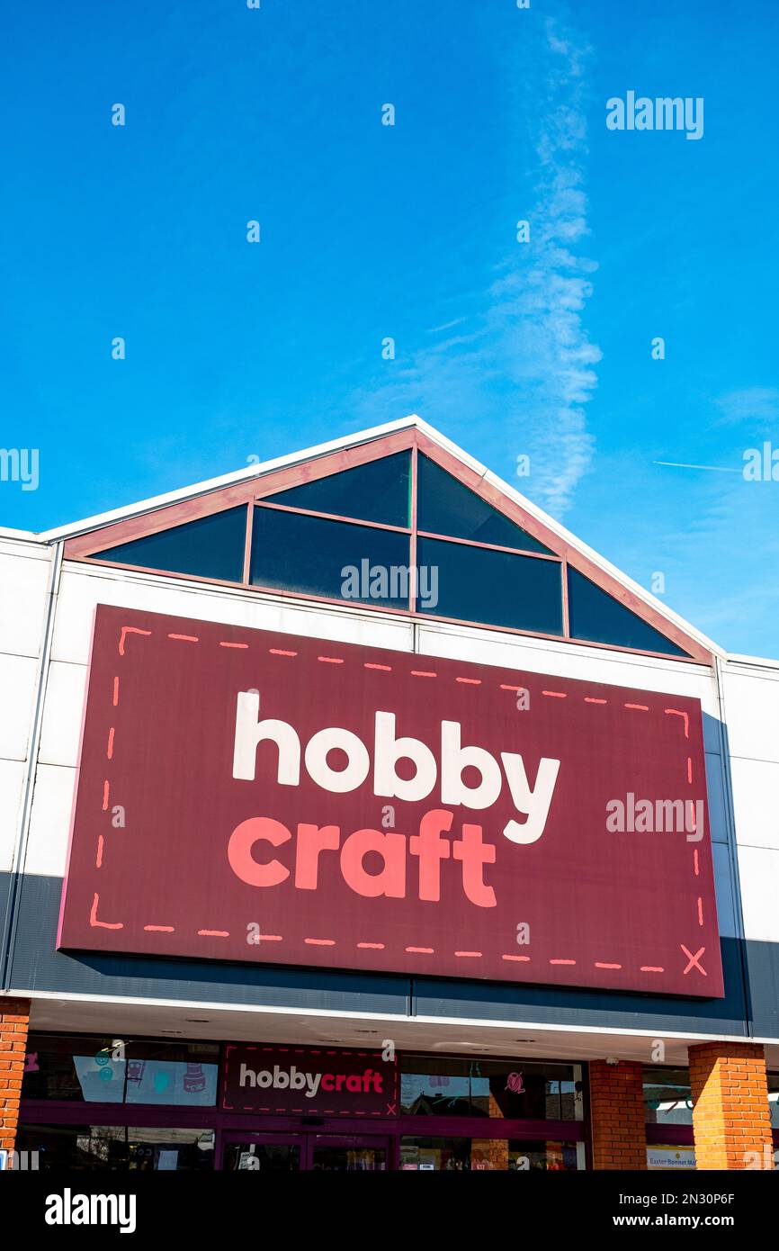 Close up of Hobby Craft sign on outside wall UK Stock Photo - Alamy
