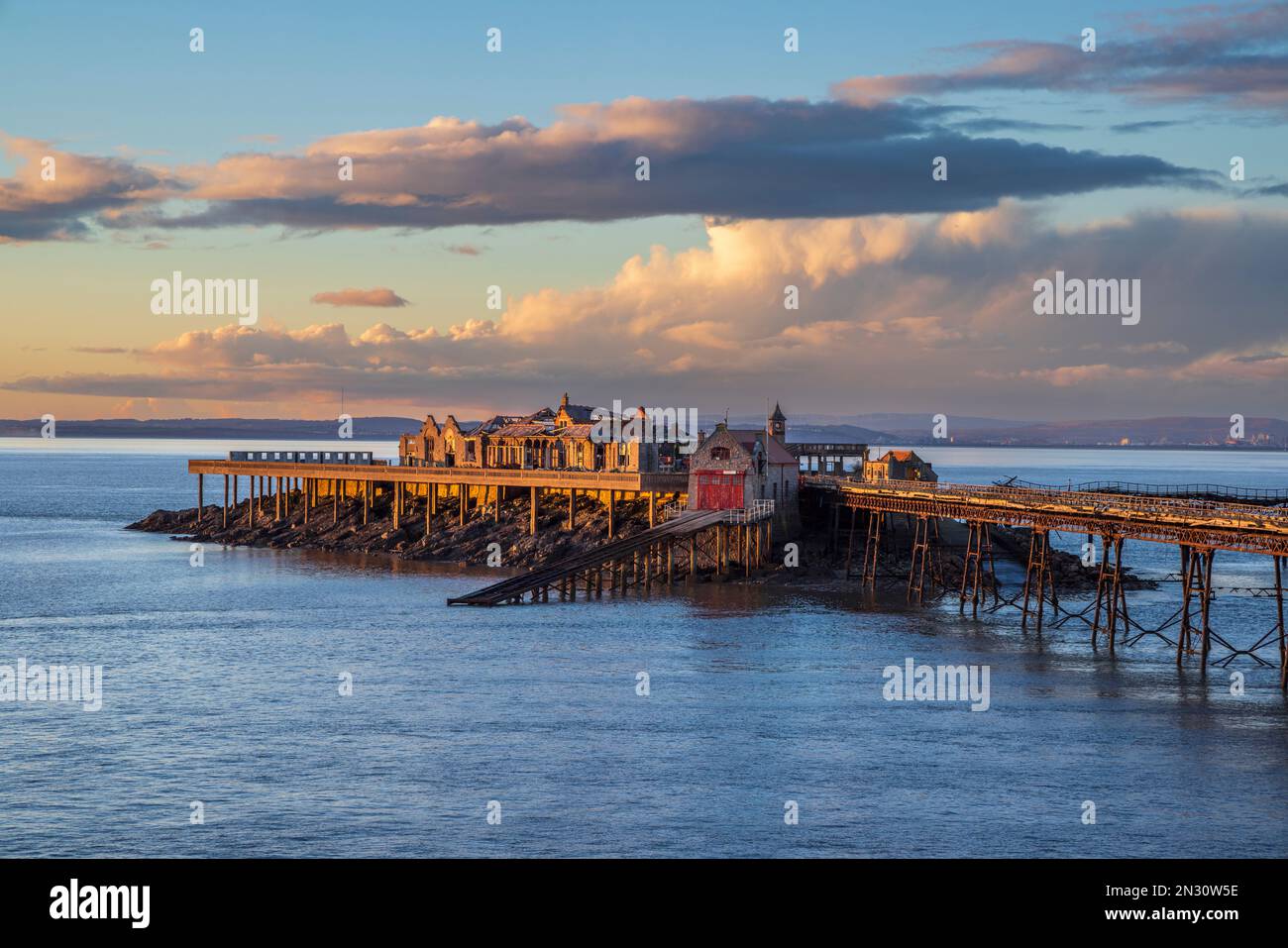 The Old Birnbeck Island Pier in the winter sunlight, Weston-super-Mare ...