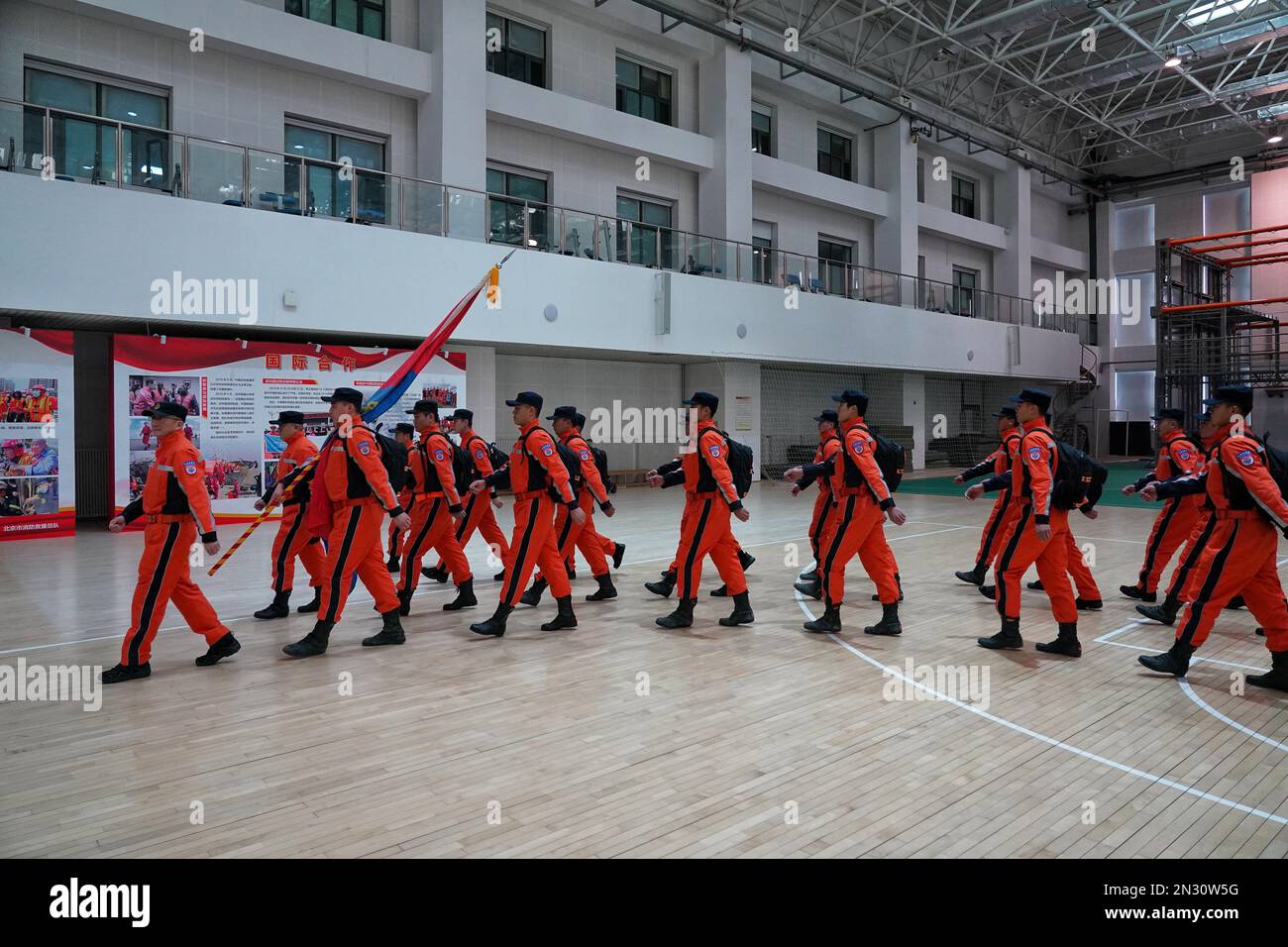Beijing, China. 7th Feb, 2023. Members of a Chinese rescue team prepare ...