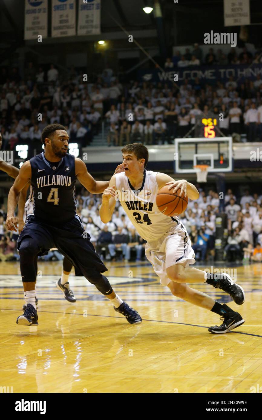 Butler guard Kellen Dunham (24) drives on Villanova guard Darrun ...