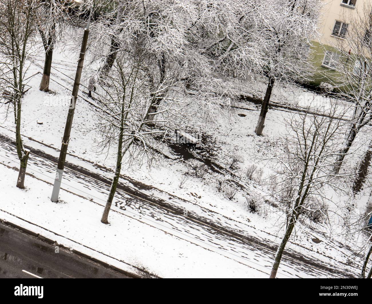 The Architecture backgrounds and objects. Winter. Snow. View from above ...