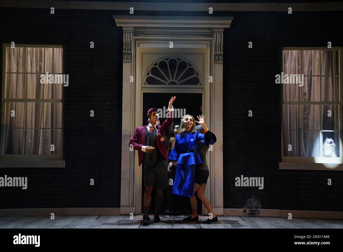 Cast members with the puppets of Home Secretary Suella Braverman, Prime ...