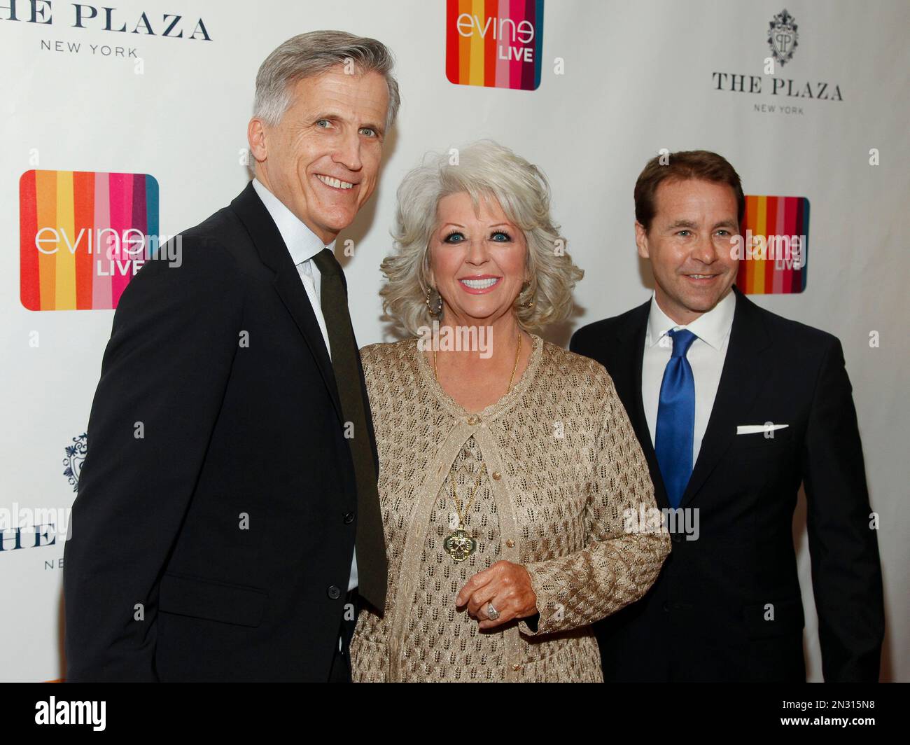 EVINE Live CEO Mark Bozek, from left, Paula Deen and EVINE Live Chief ...