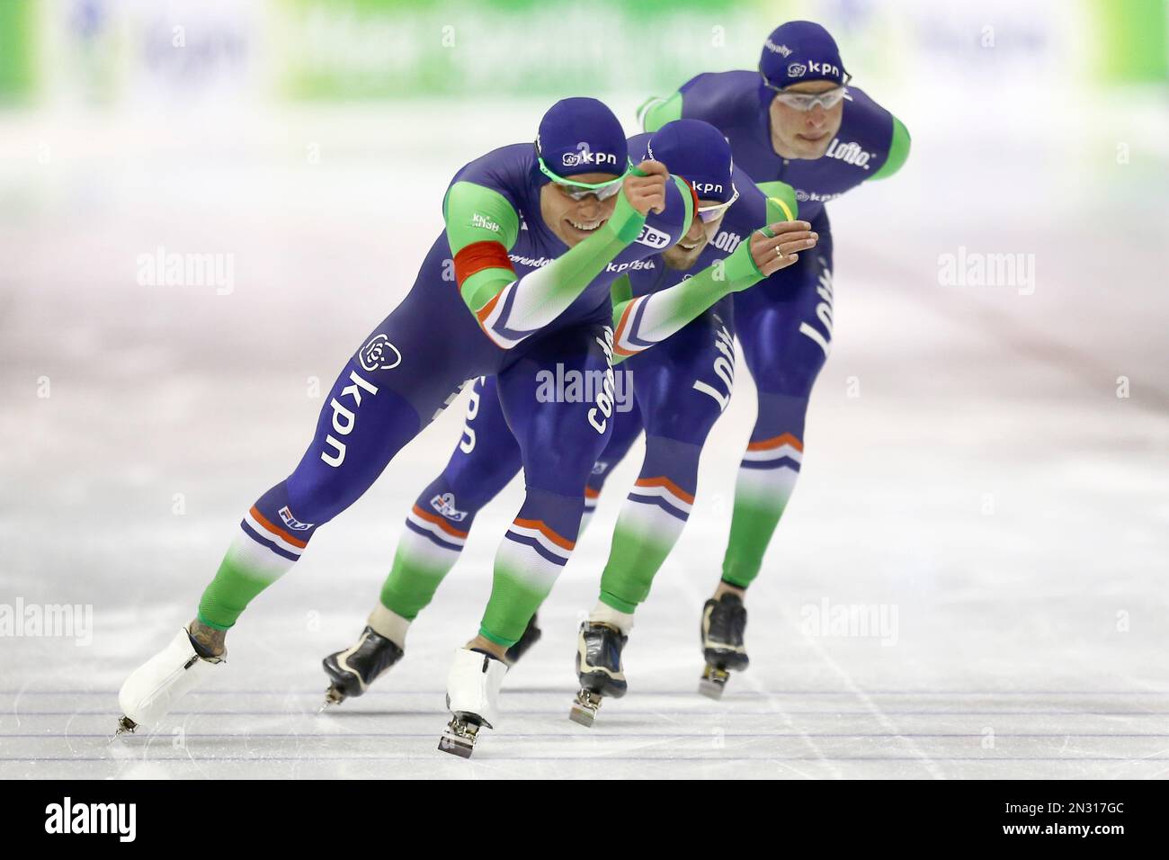 Team Netherlands with Sven Kramer, rear, Koen Verweij, front, and Douwe ...