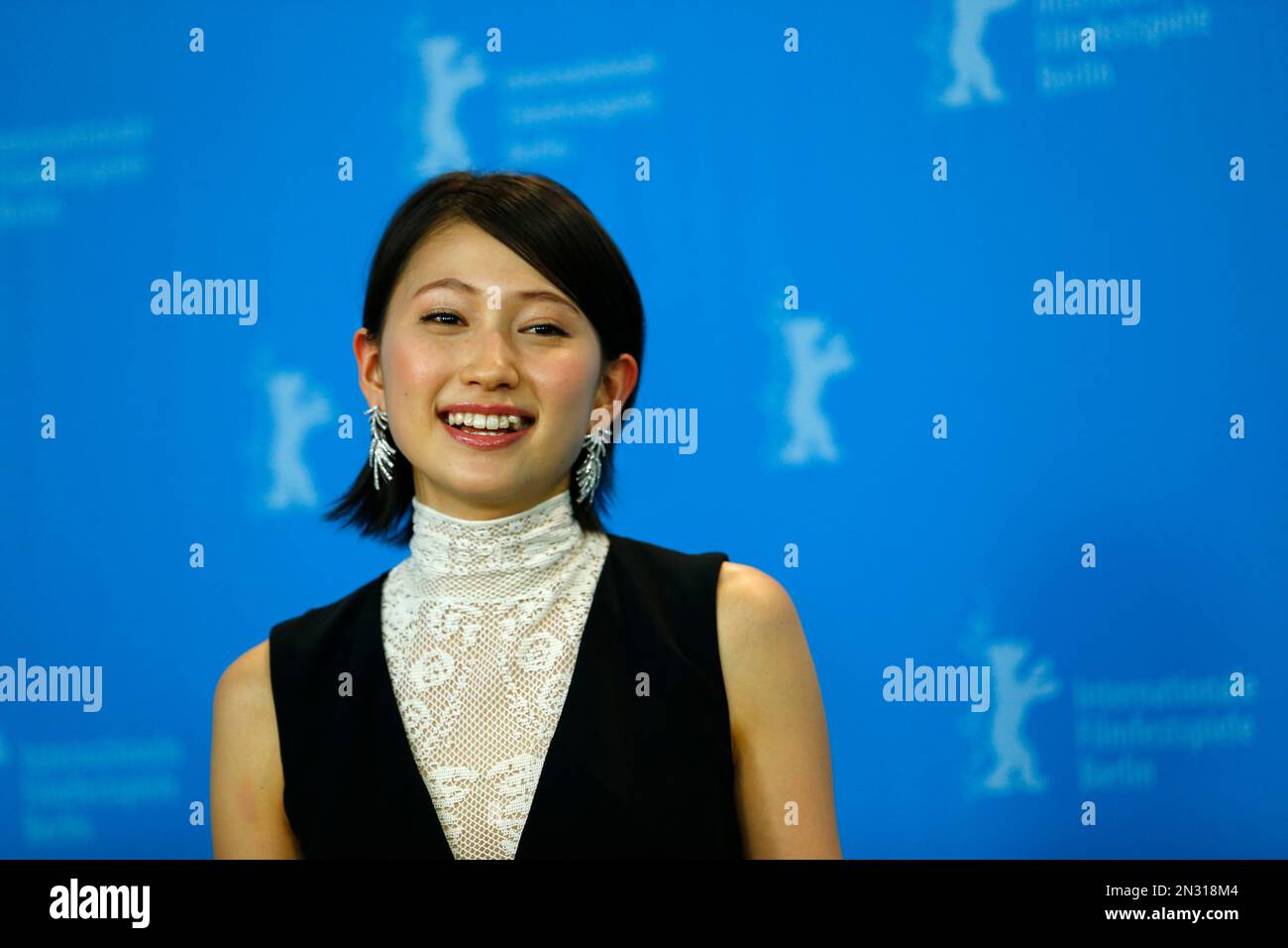 Actress Ito Ohno poses for photographers during the photo call for the film Ten No Chasuke ...