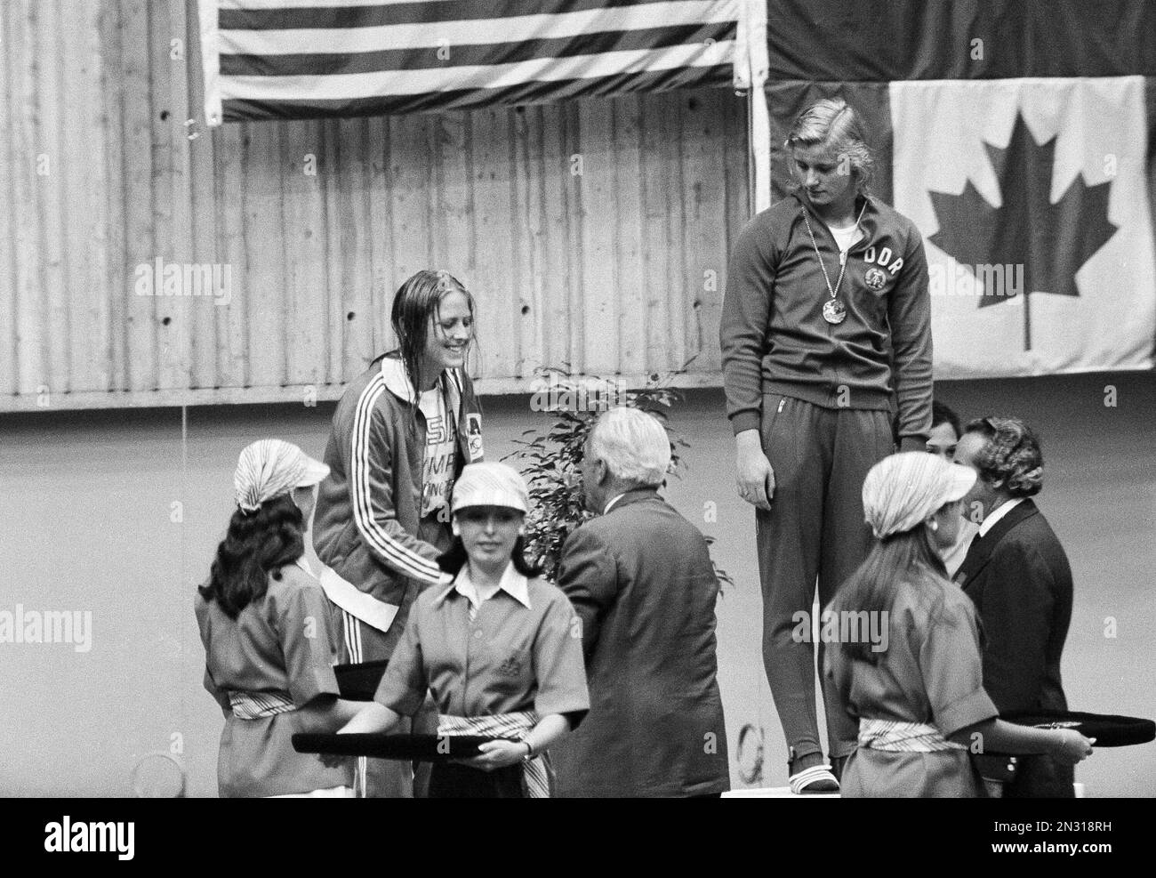 East German swimmer Kornelia Ender, right, who was awarded the Olympic ...