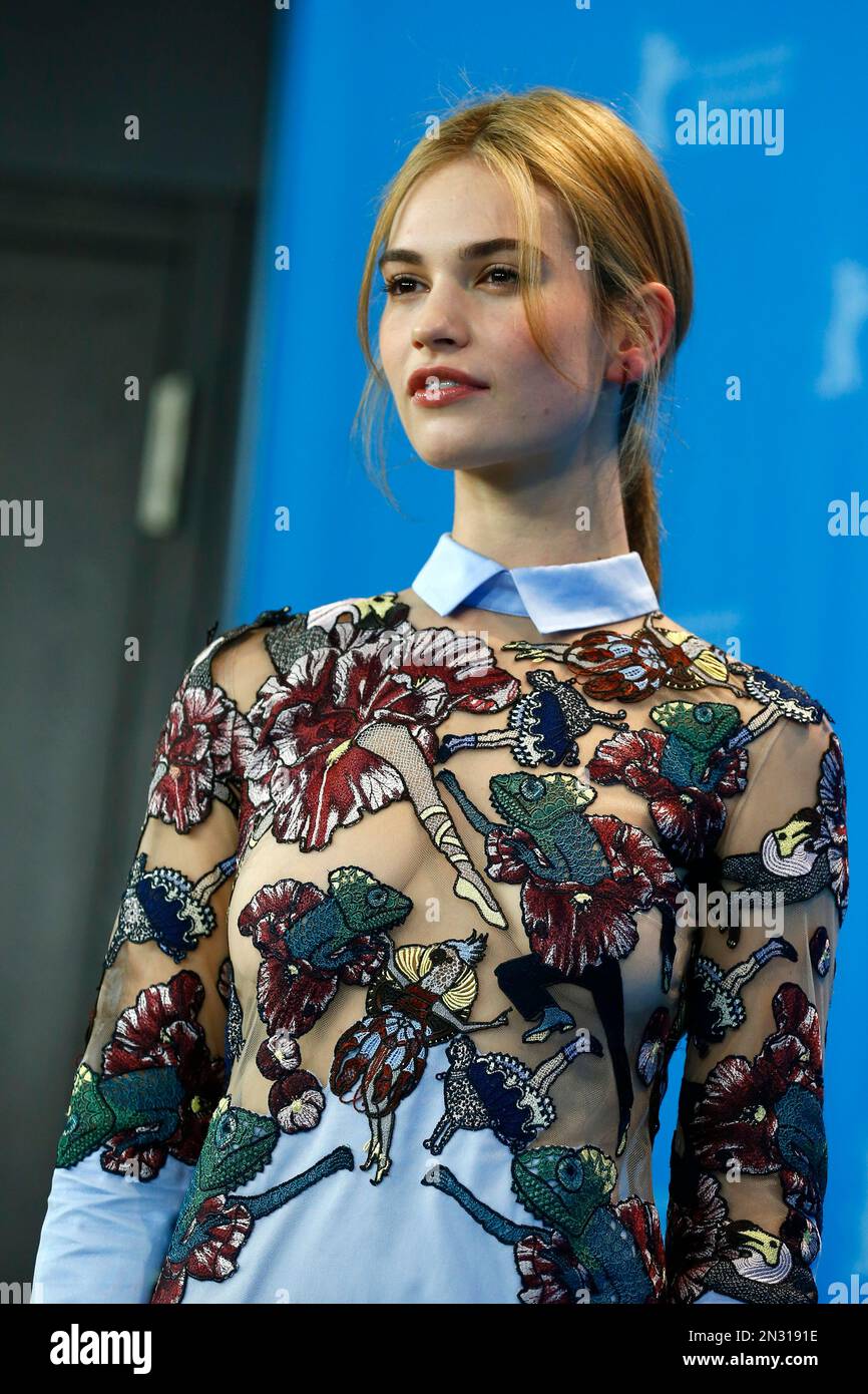 Actress Lily James poses for photographers during the photo call for ...