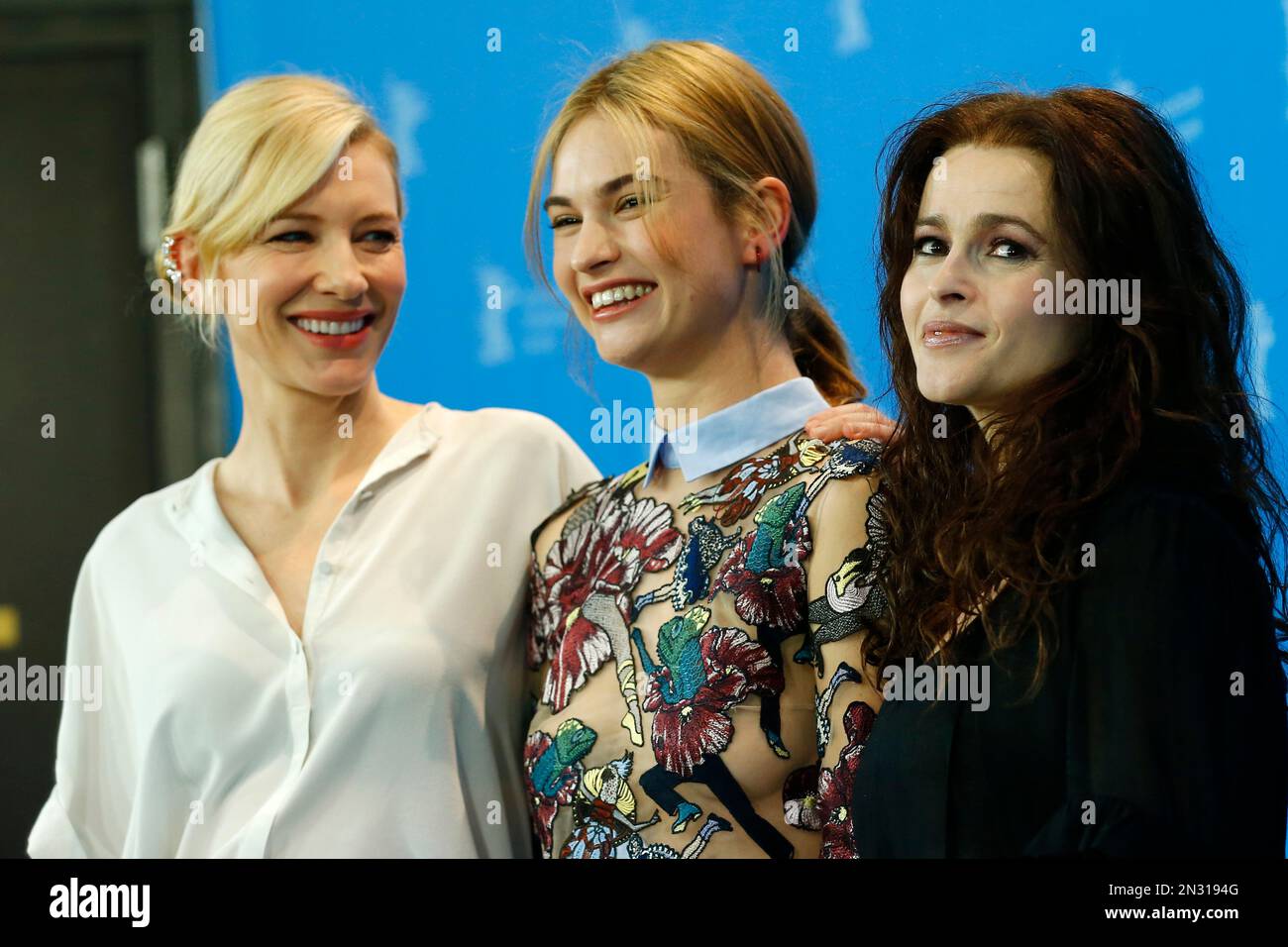 Actors Cate Blanchett, Lily James and Helena Bonham Carter pose for ...