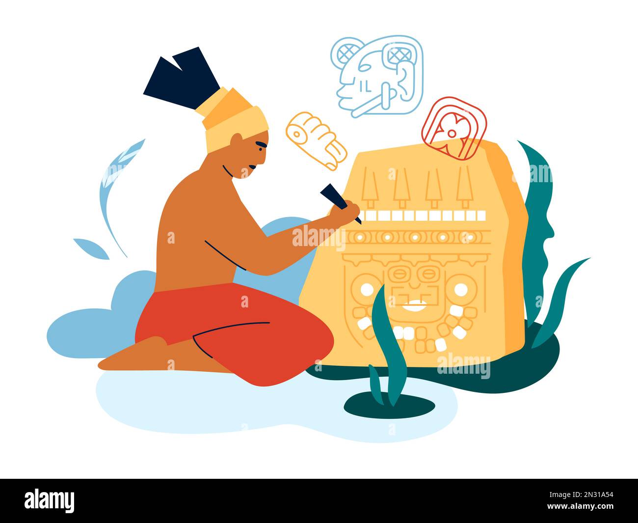 Aztec maya ancient drawing art Cut Out Stock Images & Pictures - Alamy