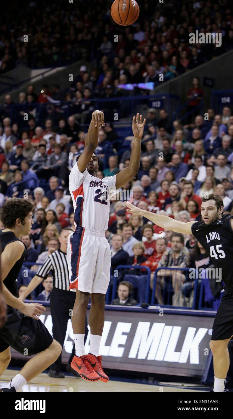 Gonzaga's Byron Wesley (22) takes a jump shot against Loyola Marymount ...