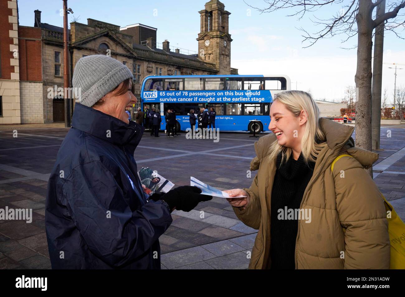 EDITORIAL USE ONLY Volunteers hand out leaflets in Sunderland as part ...