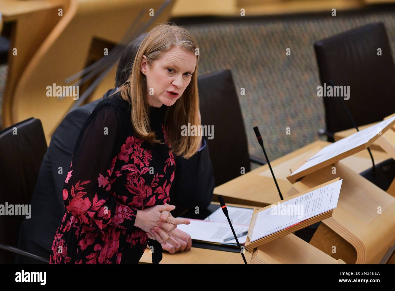 Edinburgh Scotland, UK 07 February 2023. Shirley-Anne Somerville at the ...
