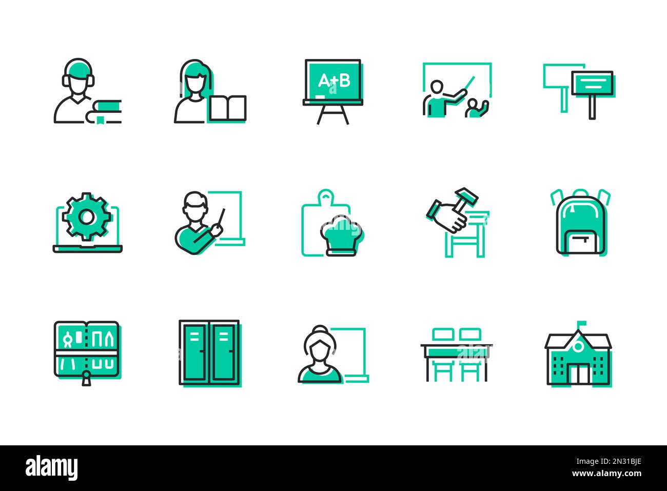 Schooling and education - set of line design style icons Stock Vector ...
