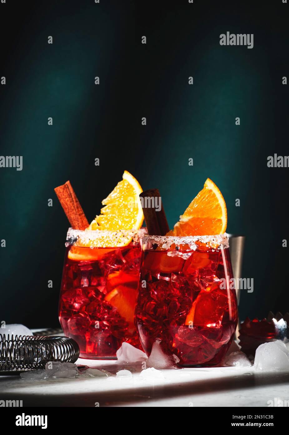 Negroni mezcalito alcoholic cocktail with mezcal, vermouth, bitters ...