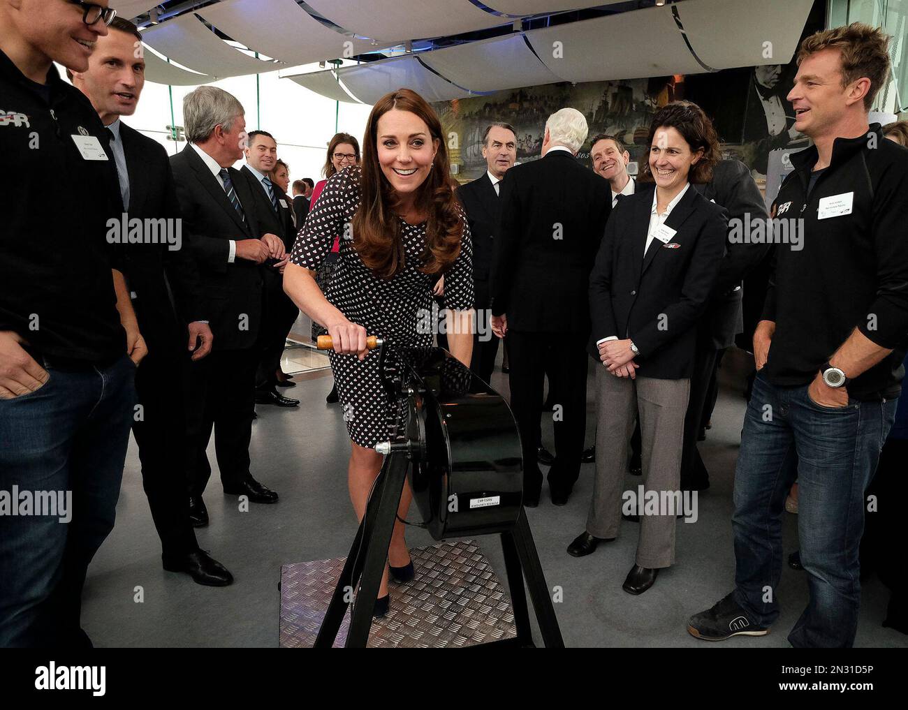 Britain's Kate Duchess of Cambridge, who is pregnant, tries a sailing ...