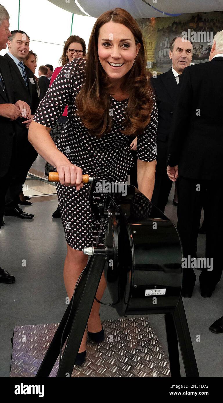 Britain's Kate Duchess of Cambridge, who is pregnant, tries a sailing ...