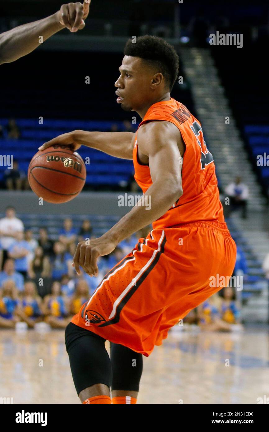 Oregon State's Langston Morris-Walker controls the ball against UCLA ...