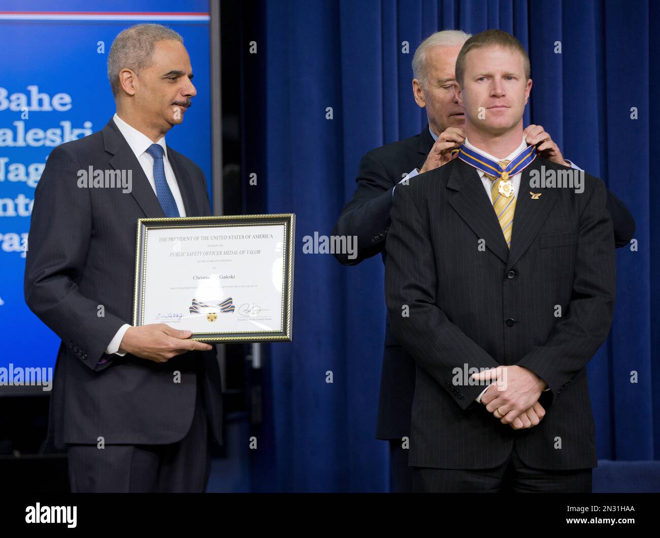 Vice President Joe Biden and Attorney General Eric Holder award the ...