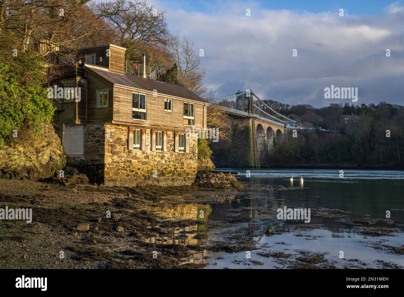 The Menai Strait and Telford Bridge from the Belgian Promenade in ...