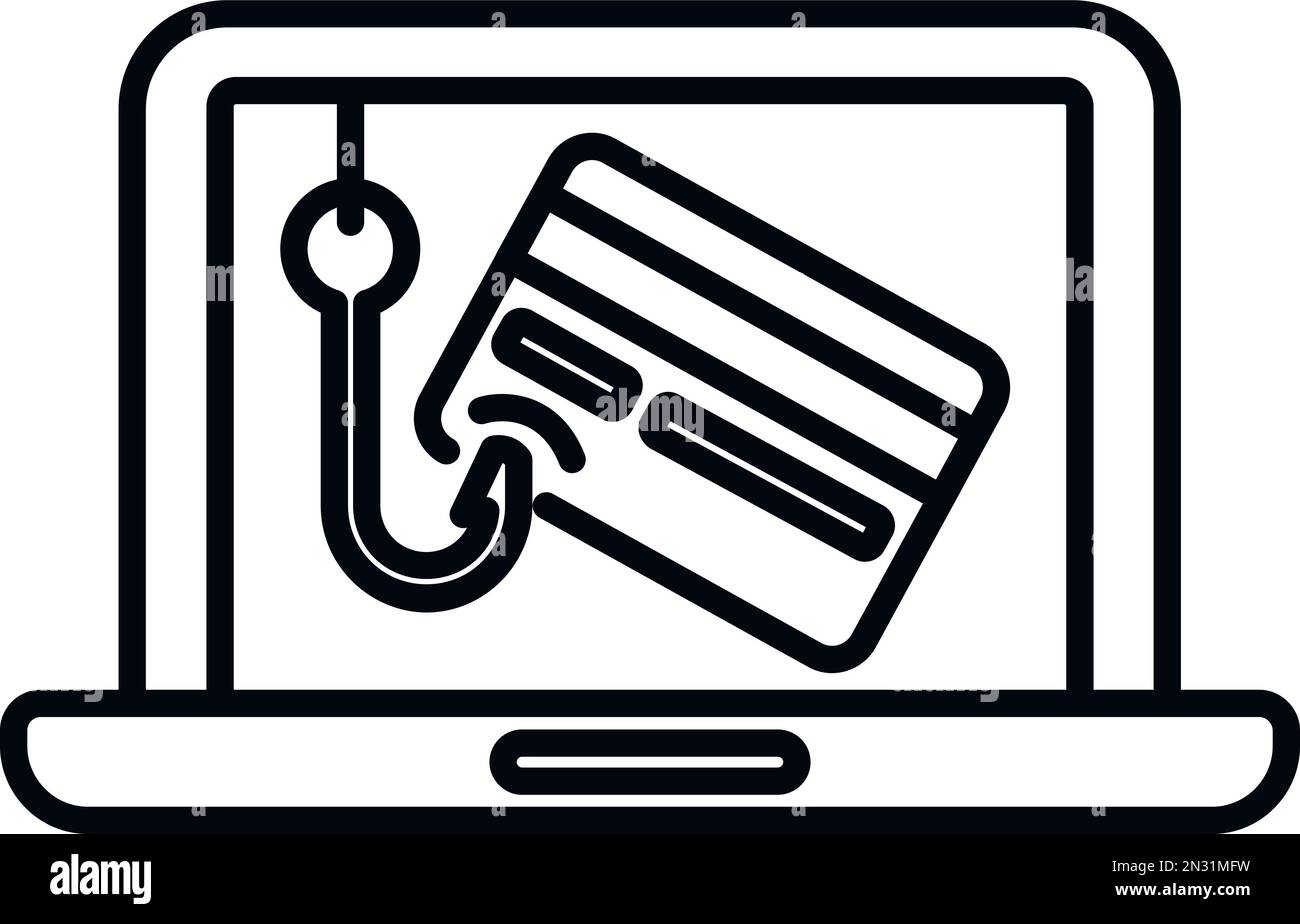Laptop data phishing icon outline vector. Hacker virus. Computer threat ...