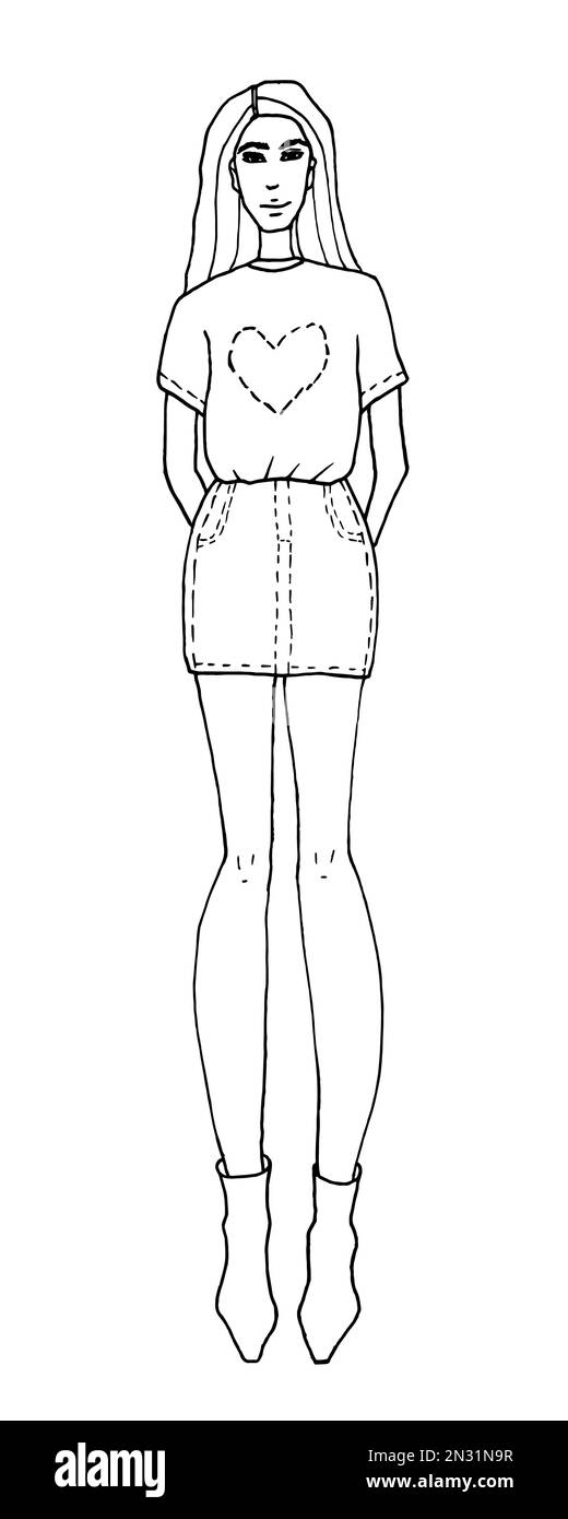 Fashion girl coloring page Stock Vector Image & Art - Alamy