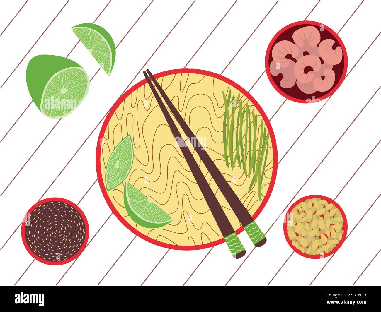 Vector pad Thai noodles flat style illustration Stock Vector Image ...