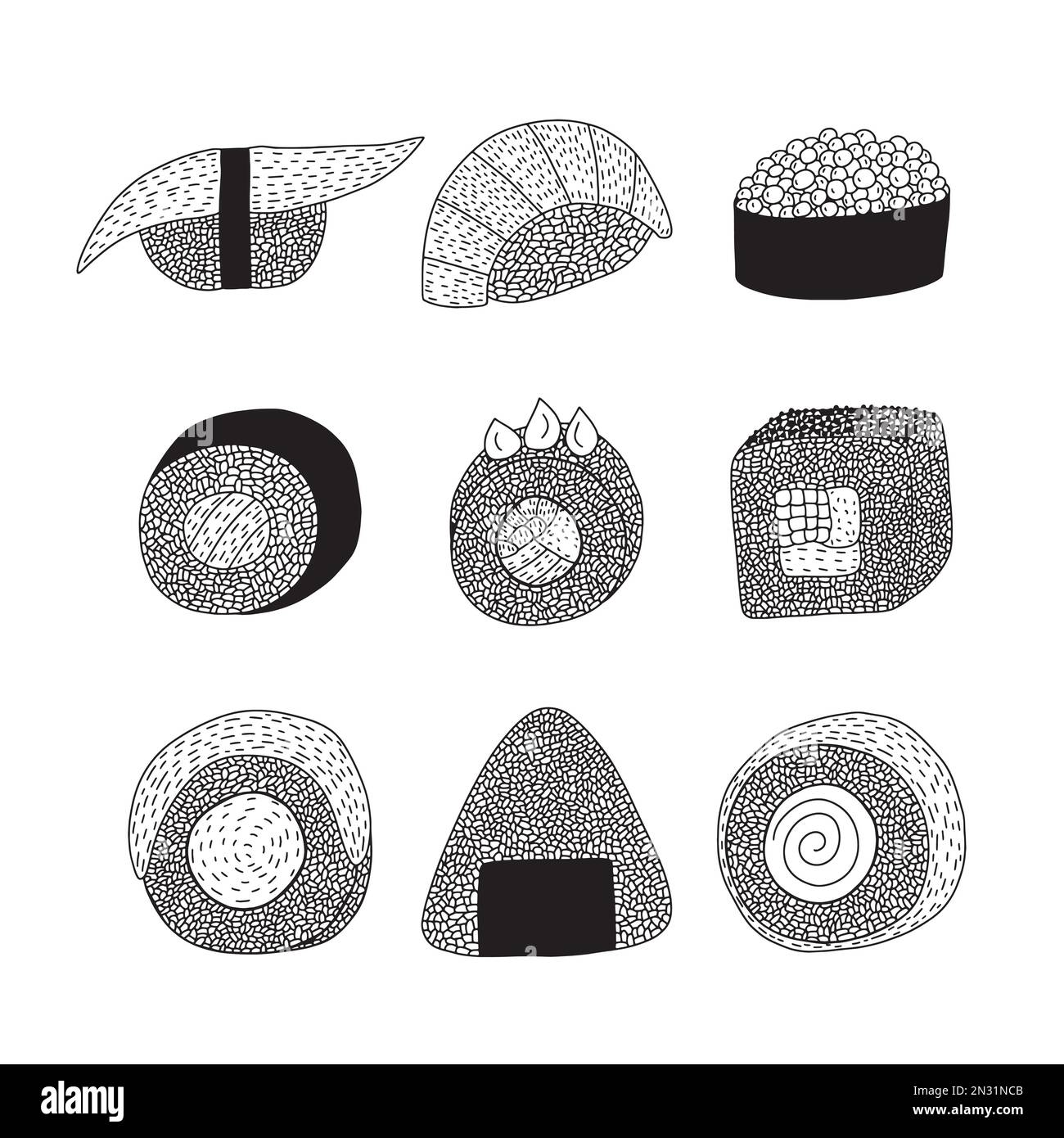 Japanese food sashimi nigiri Black and White Stock Photos & Images - Alamy