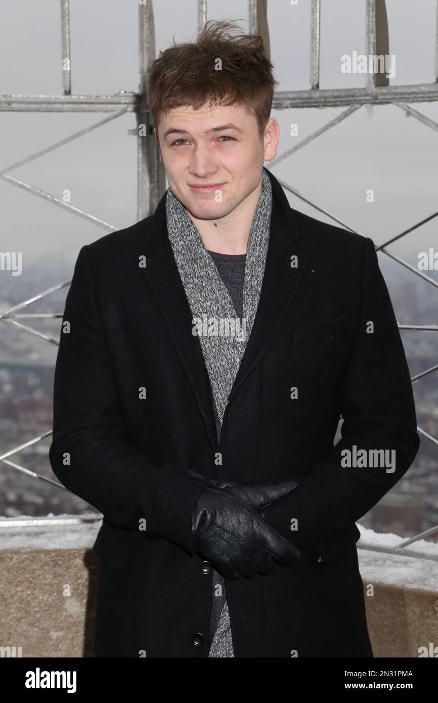 Actor Taron Egerton visits the Empire State Building on Monday, Feb. 9 ...