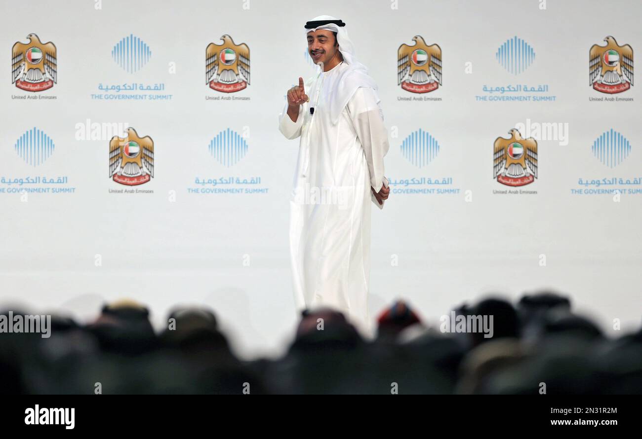 UAE Foreign Minister Sheik Abdullah bin Zayed Al Nahyan,speaks during ...
