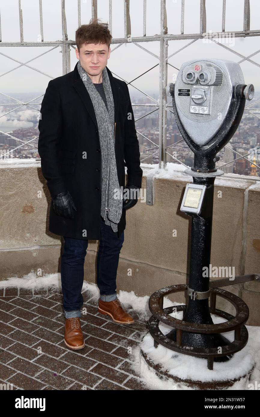 Actor Taron Egerton visits the Empire State Building on Monday, Feb. 9 ...