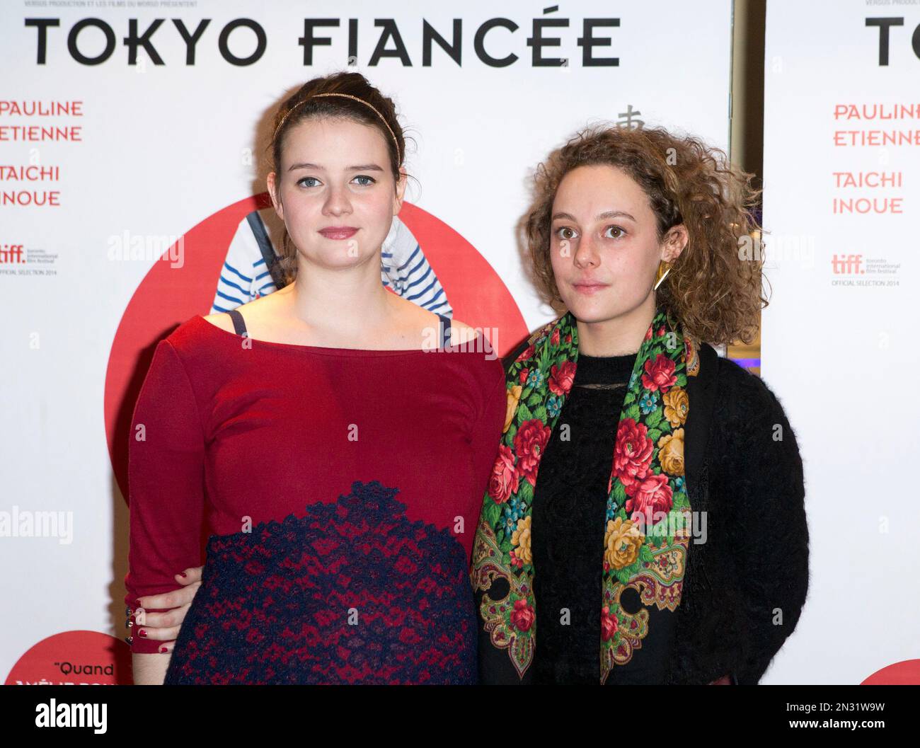 French Actress Pauline Etienne, left, and Alice de Lencquesaing pose ...