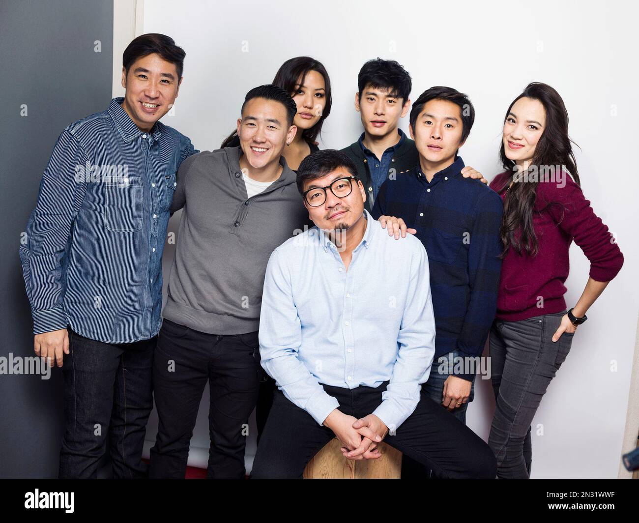 The cast of "Seoul Searching" poses for a portrait at the Eddie Bauer ...