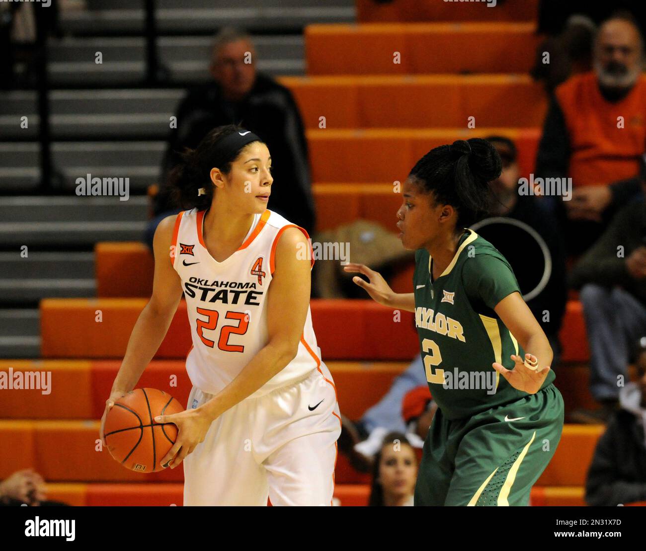 Oklahoma State guard Brittney Martin (22) looks for an open teammate ...