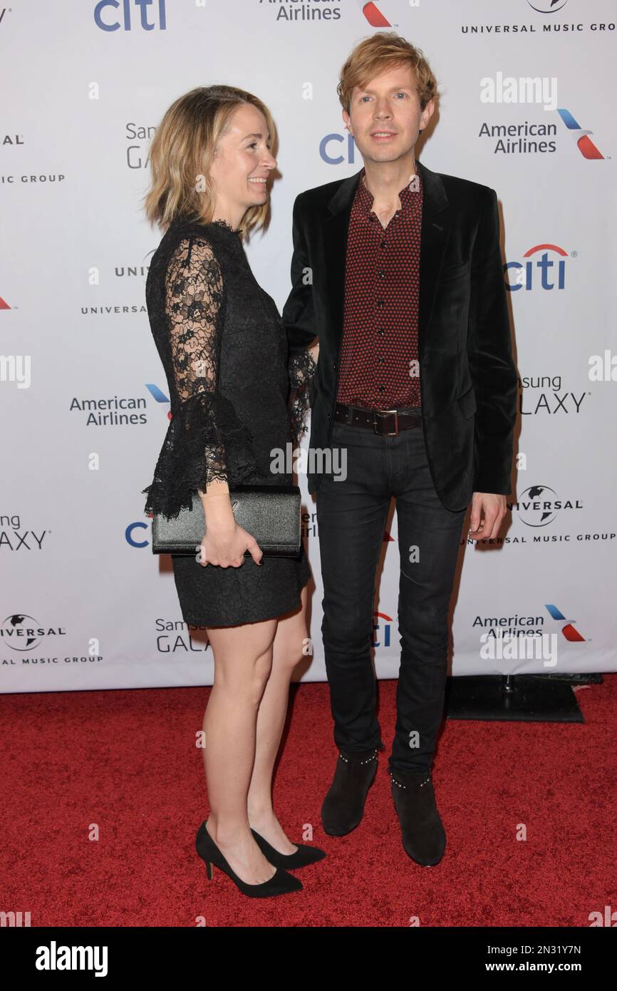 Beck, right, and Marissa Ribisi arrive at The 57th Annual Grammy Awards ...