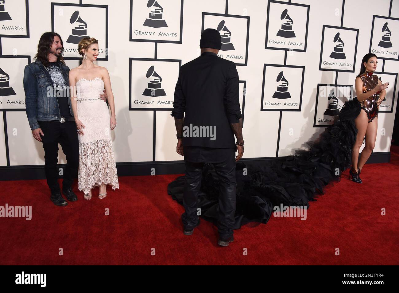 Dave Grohl, from left, Jordyn Blum, Tyrese Gibson and Bleona arrive at ...