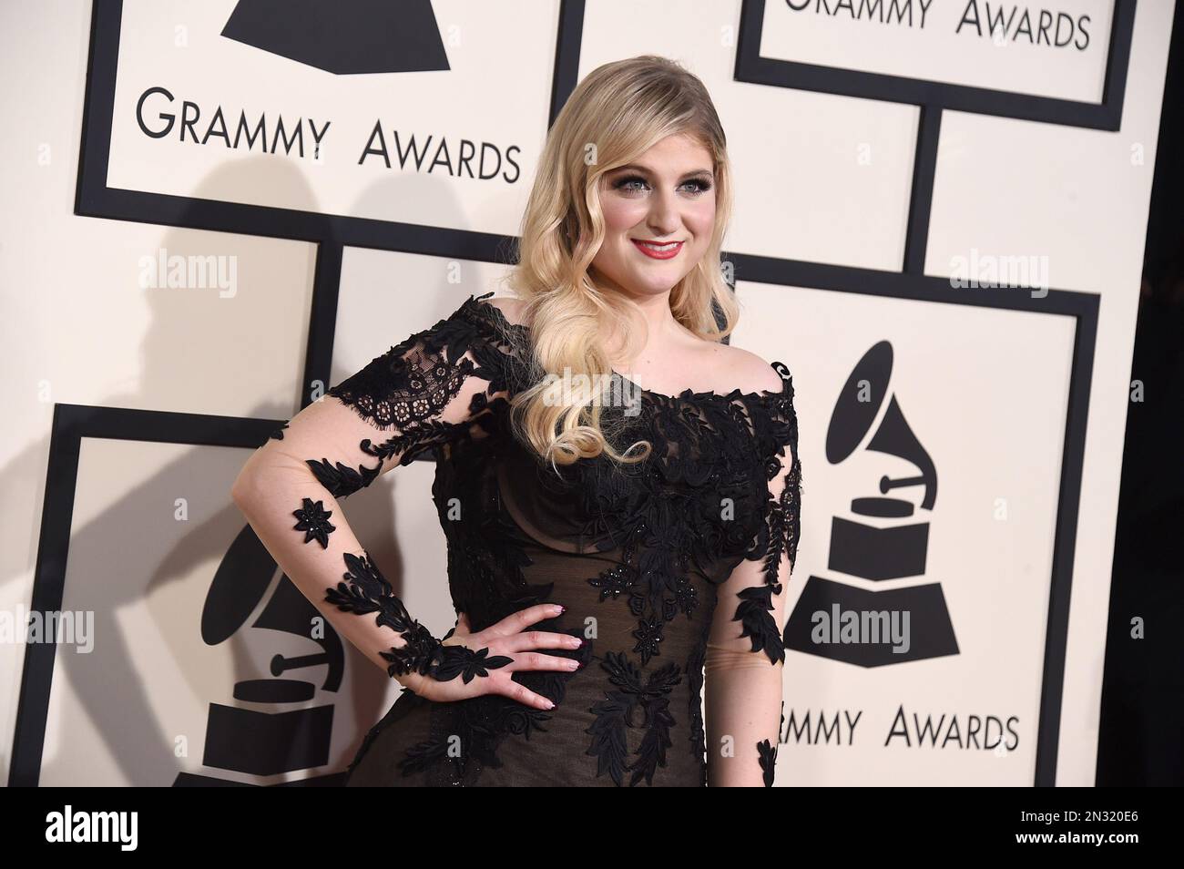 Meghan Trainor arrives at the 57th annual Grammy Awards at the Staples ...