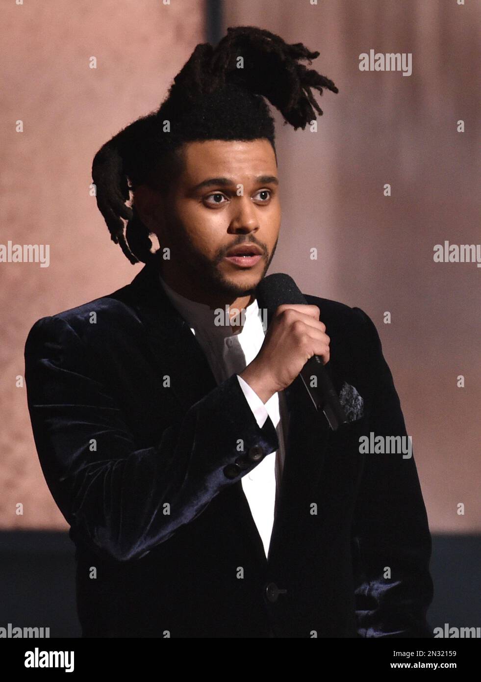 The Weeknd introduces a performance by Pharrell Williams at the 57th ...